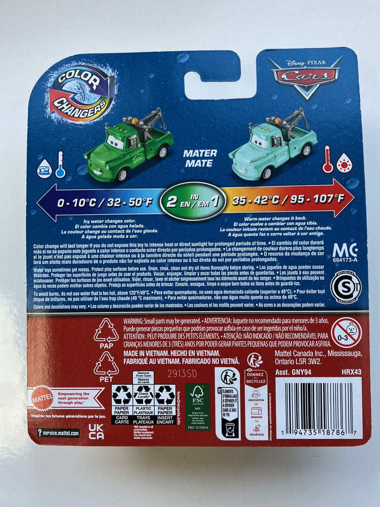 DISNEY CARS Colour Changer - Brand New Mater Green version – Gemdans