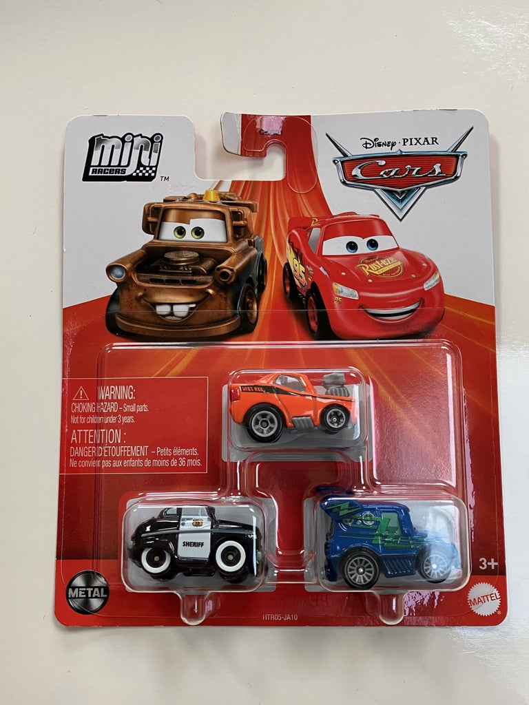 DISNEY CARS Mini Racers - set of 3 with Sheriff Snot Rod DJ – Gemdans