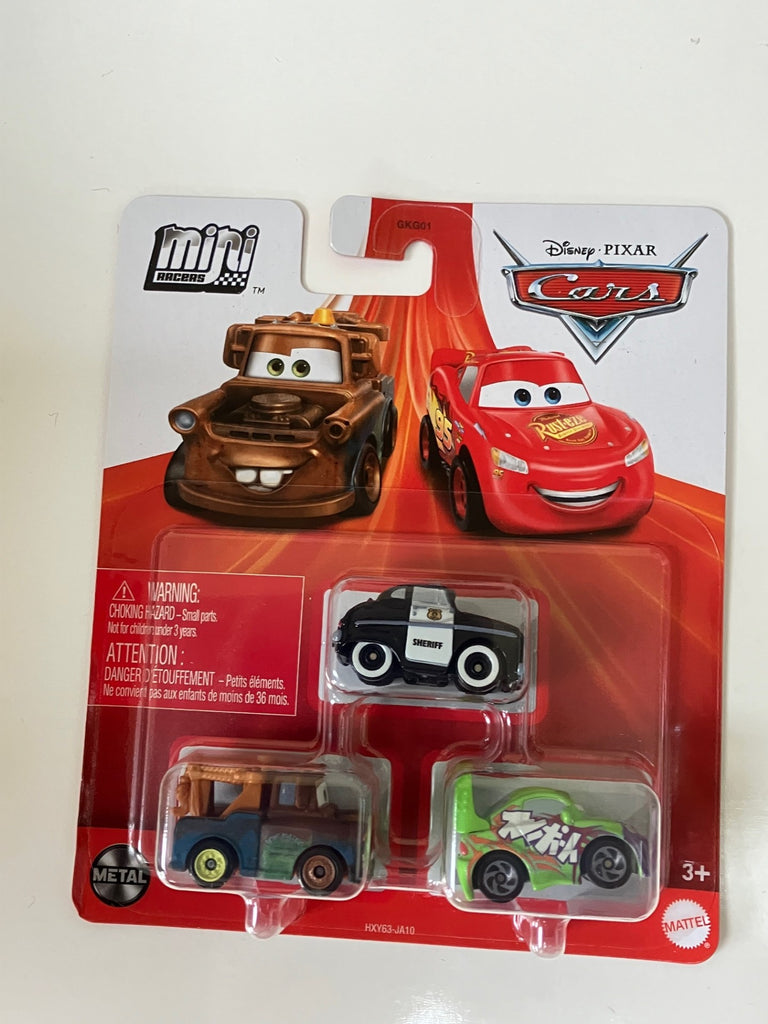 DISNEY CARS Mini Racers - set of 3 with Sheriff Wingo Mater – Gemdans