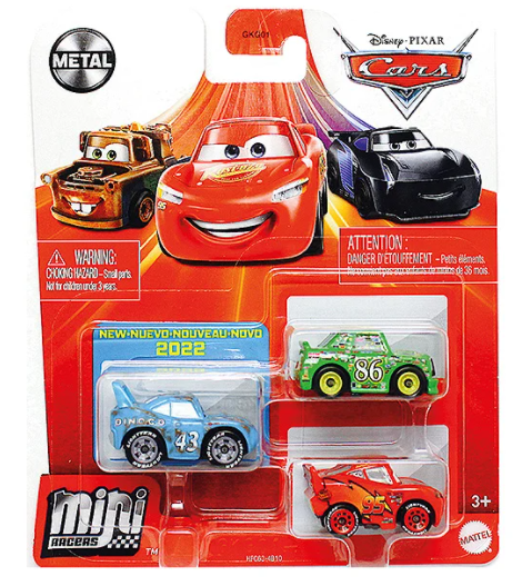 DISNEY CARS Mini Racers - set of 3 with Lightning Damaged King Chick ...